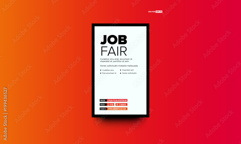 Job Fair Poster Template with Time Date Venue and Ticket Purchase ...