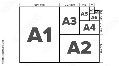 Paper Sizes Vector. A1, A2, A3, A4, A5, A6, A7, A8 Paper Sheet Formats ...