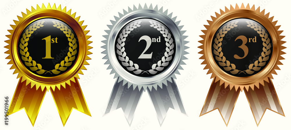 Winner badge icon gold silver bronze 素材庫向量圖 | Adobe Stock