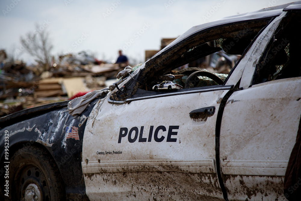 Police Car Destroyed by a Deadly F5 Tornado Stock Photo | Adobe Stock