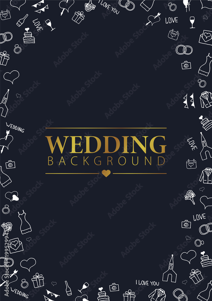 Wedding Background with hand draw doodle elements. Vector Illustration ...