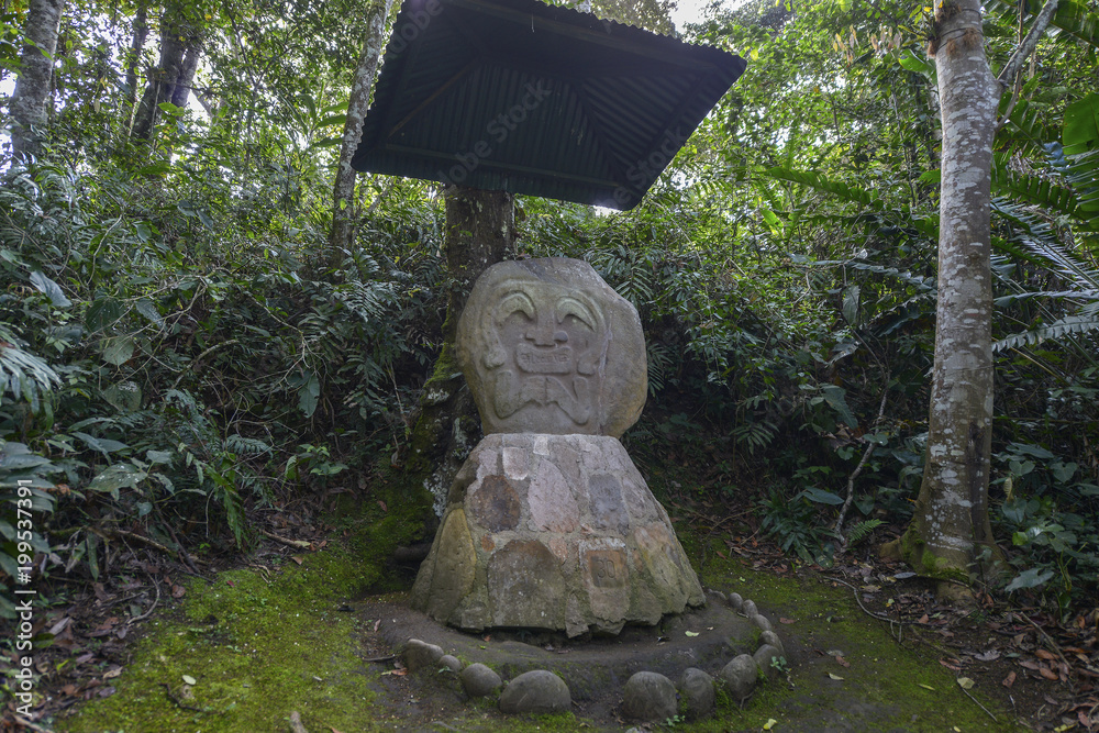 Ancient pre-columbian statues in San Agustin, Colombia. Archaeological ...