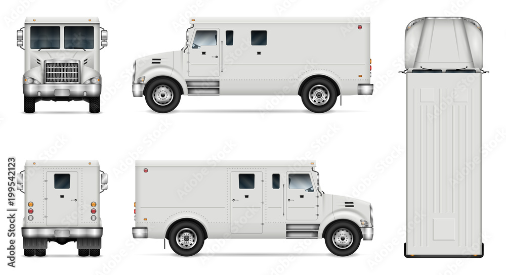 Armored truck vector mock-up. Isolated template of armor van on white ...