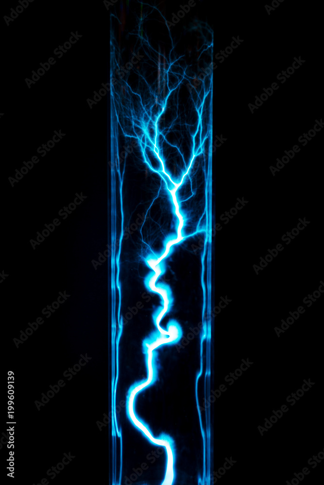 Lightning flash discharge of electricity on transparent background ...