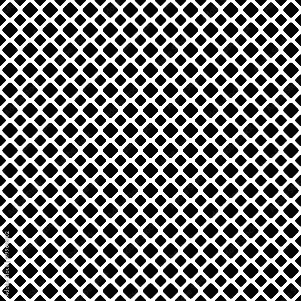 Seamless black and white diagonal square grid patter background - vector graphic design from ...