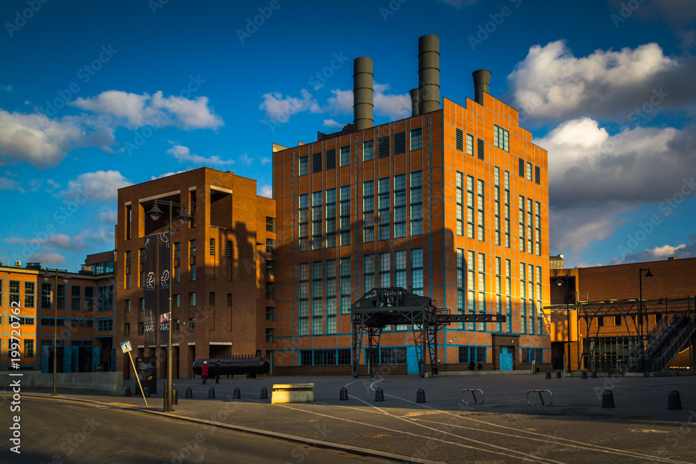 Nowe centrum miasta Łodzi, Polska, nowoczesna architektura w połączeniu ...