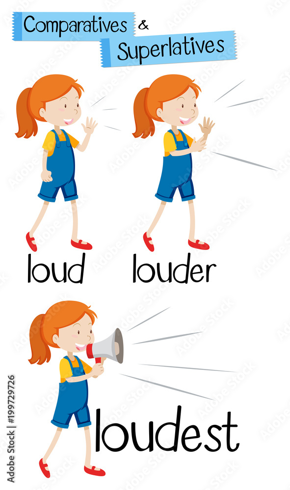Comparatives and superlatives of word loud Stock Vector | Adobe Stock