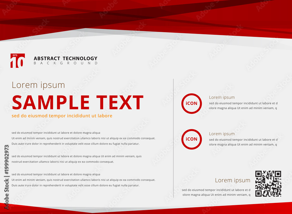Template layout abstract technology triangles red color overlay header ...