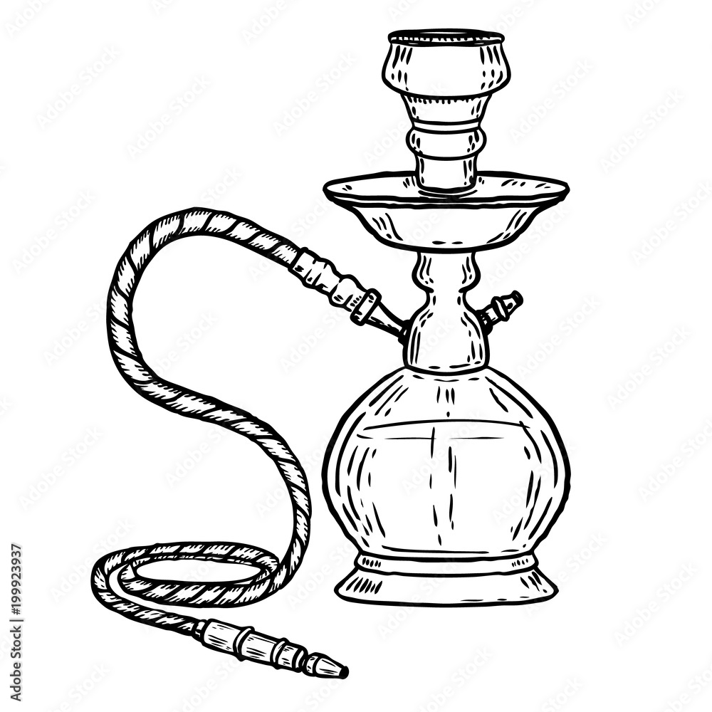 Hand drawn hookah illustration isolated on white background. Design ...