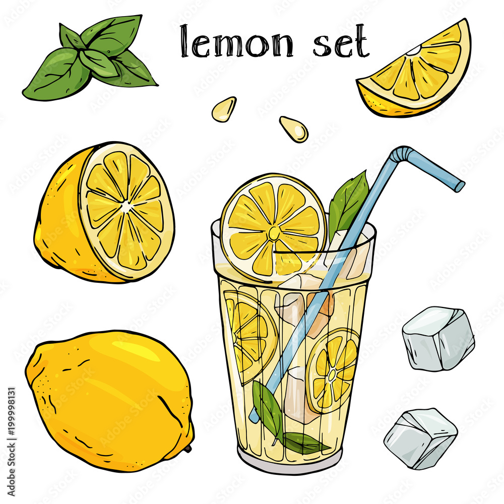 how to draw glass with lemon