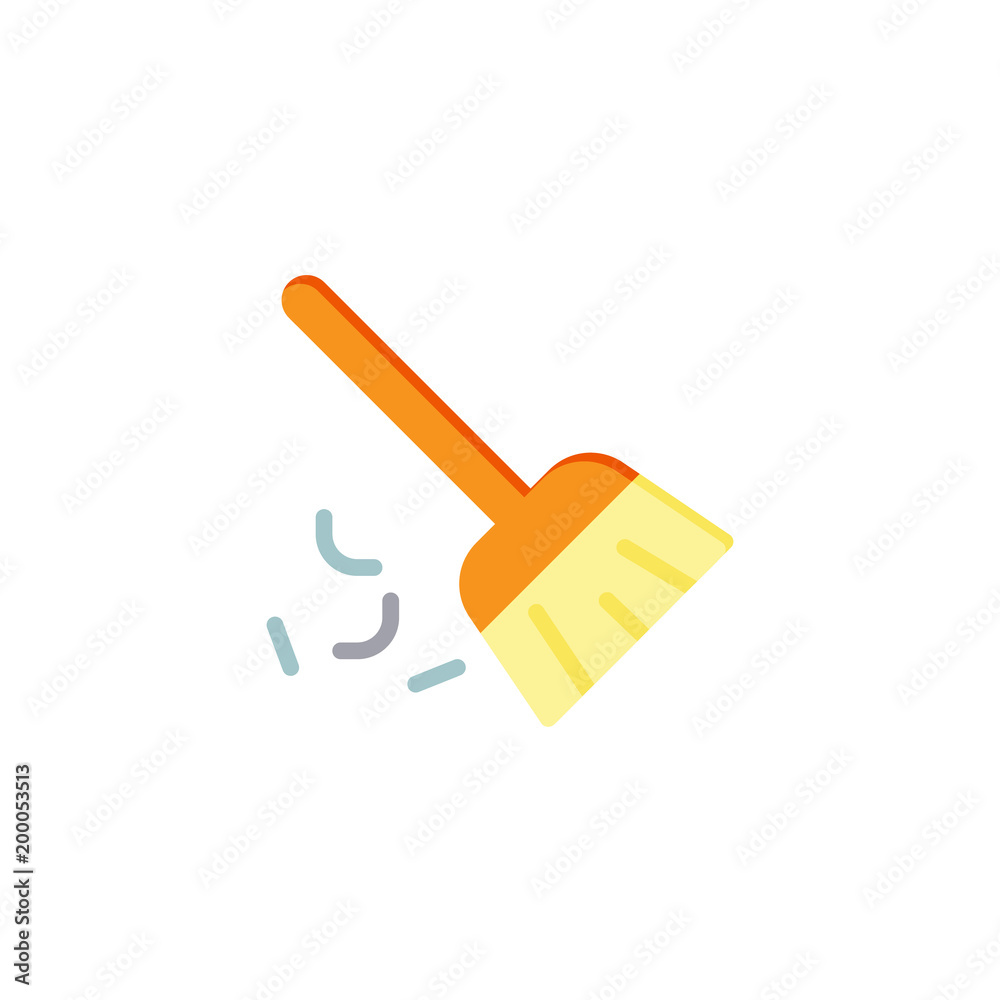 Sweeping broom flat icon, vector sign, colorful pictogram isolated on ...