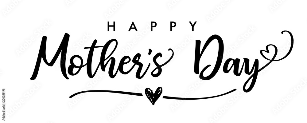 Happy Mother`s Day elegant calligraphy banner black. Lettering vector ...