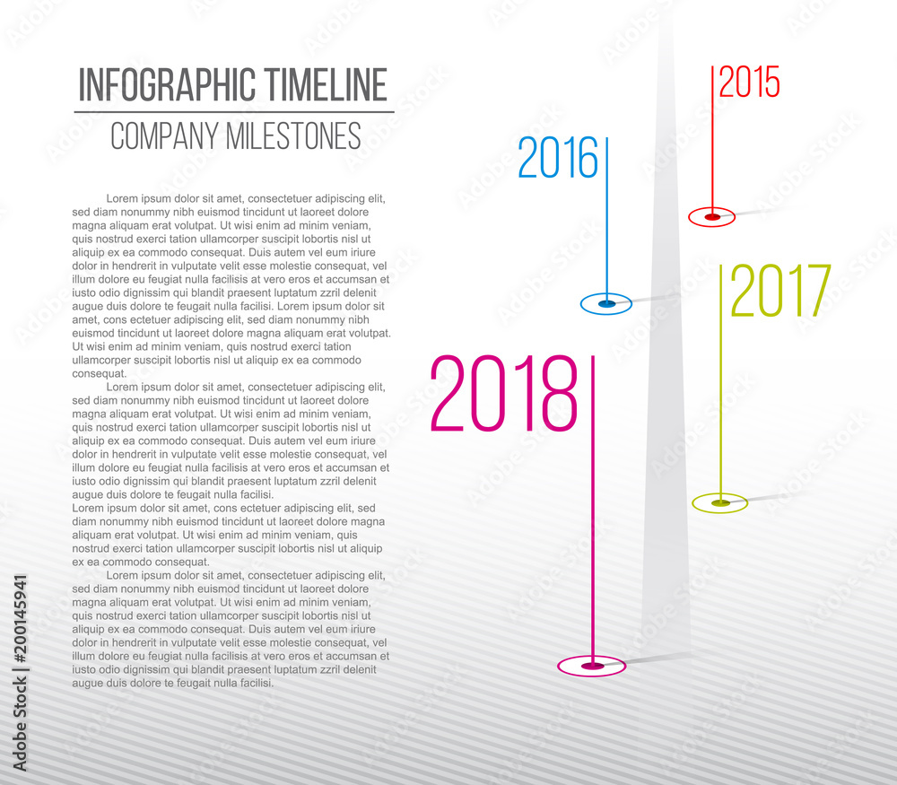 Creative vector illustration of company milestones timeline. Template ...