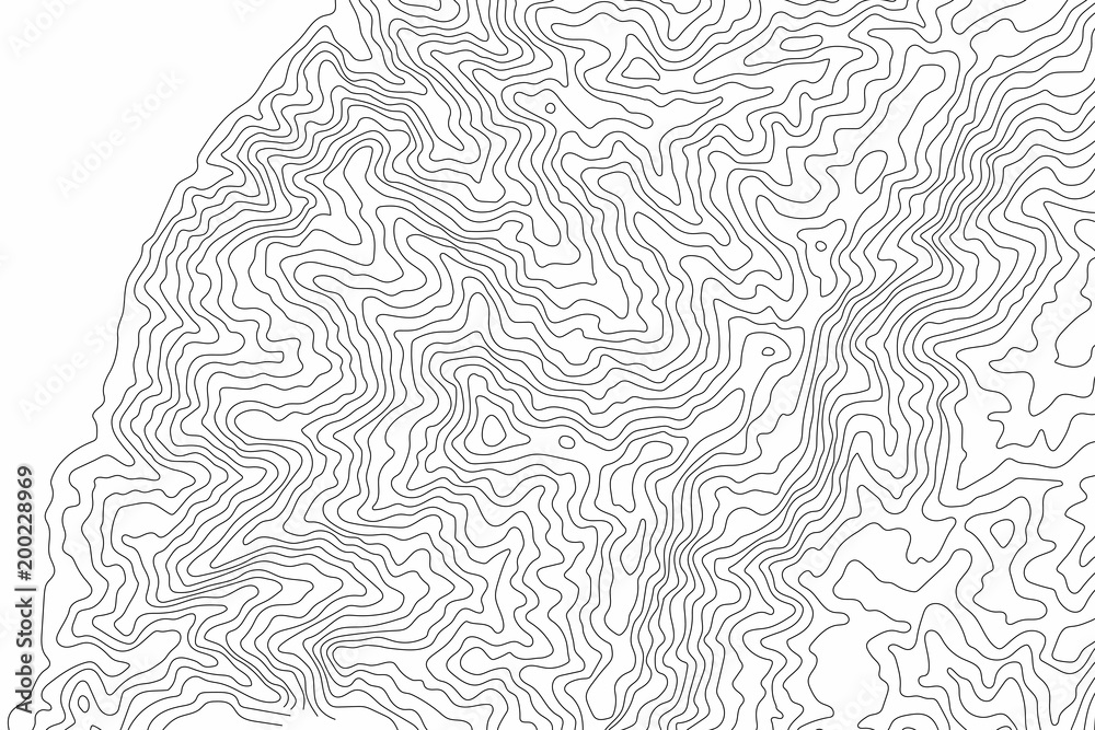 Abstract black and white topographic contours lines of mountains ...