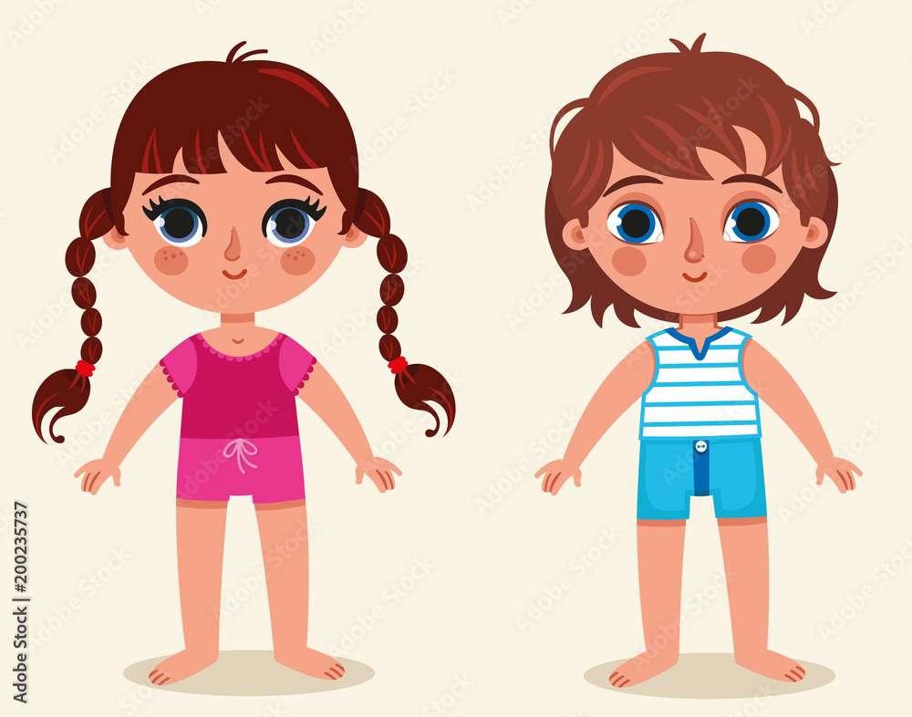 Anatomy of body parts of a girl and a boy. (Vector illustration) Stock ...