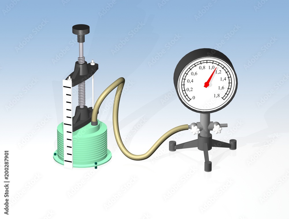 Stock-Illustration „Sylphon, manometer. Science classrooms experiment ...