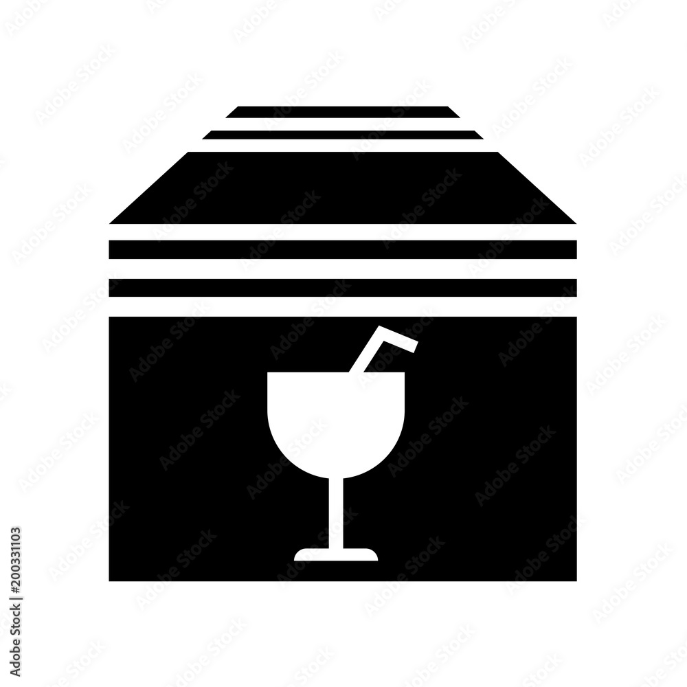 Delivery package box with fragile content symbol of broken glass icon isolated on white ...