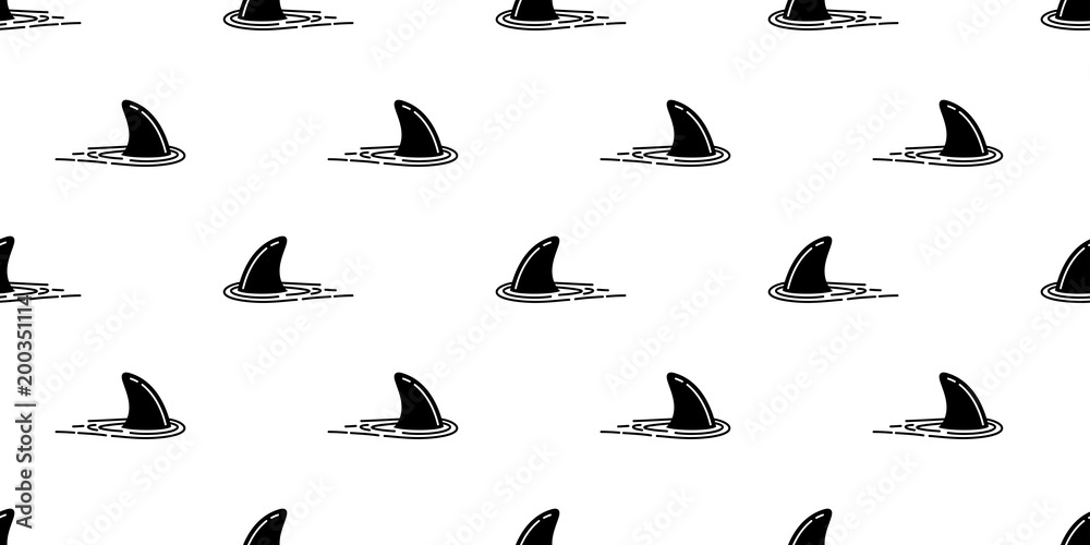 shark fin seamless pattern dolphin vector isolated whale sea ocean wave ...