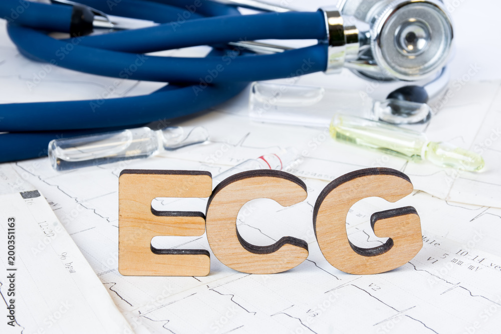 Photo Stock ECG Acronym or abbreviation to medical dignostics of ...