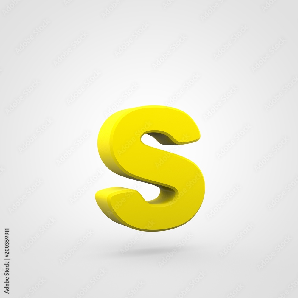 Plastic yellow letter S lowercase isolated on white background. Stock ...
