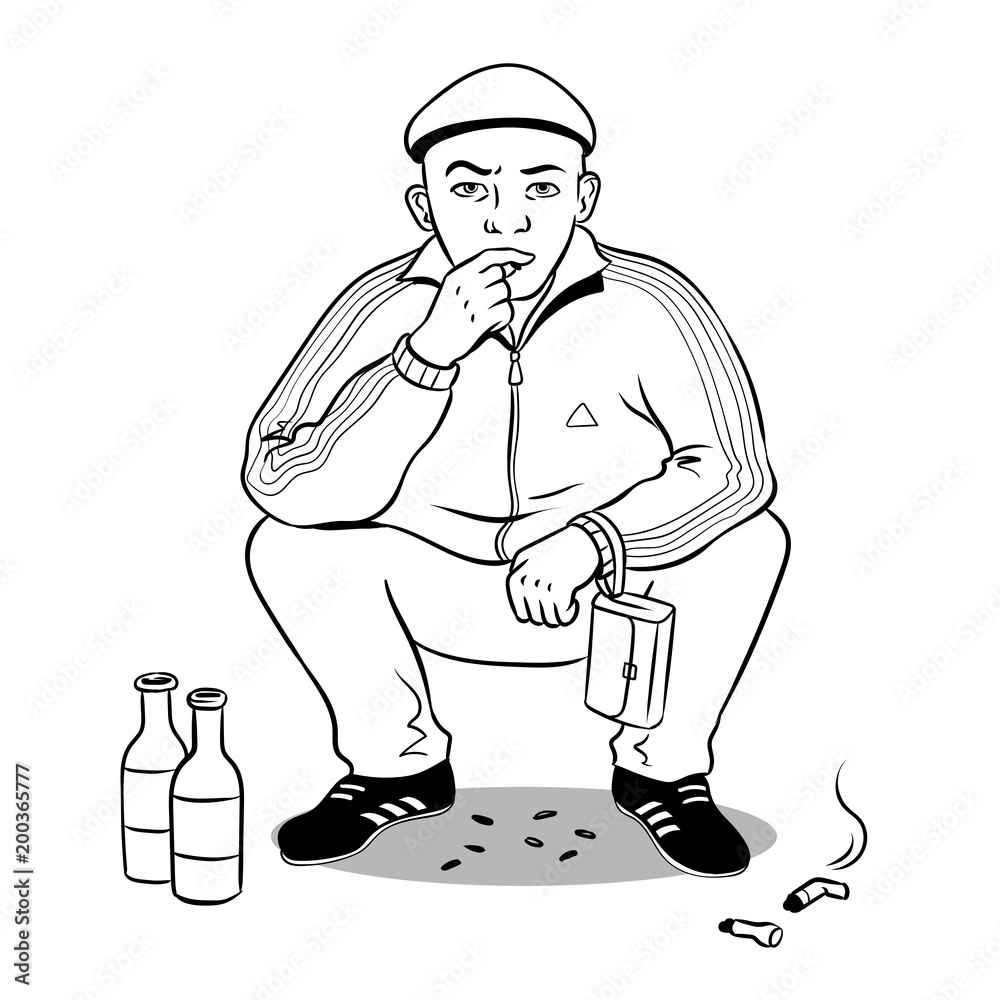 Gopnik hooligan man coloring book vector Stock Vector | Adobe Stock
