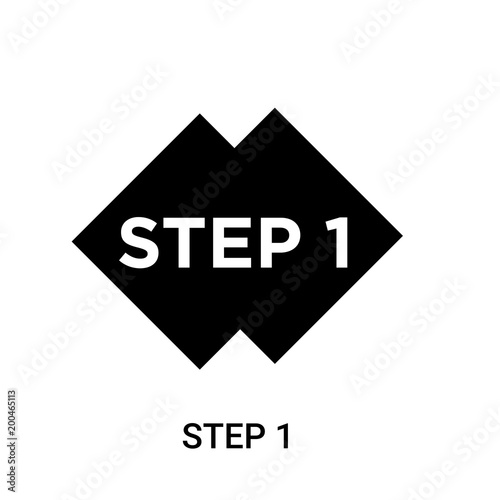step 1 icon on white background, in black, vector icon illustration ...