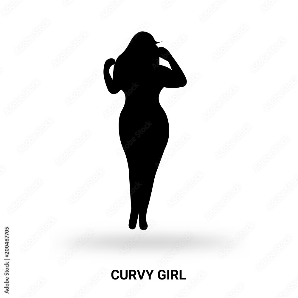 curvy girl silhouette isolated on white background Stock Vector | Adobe ...