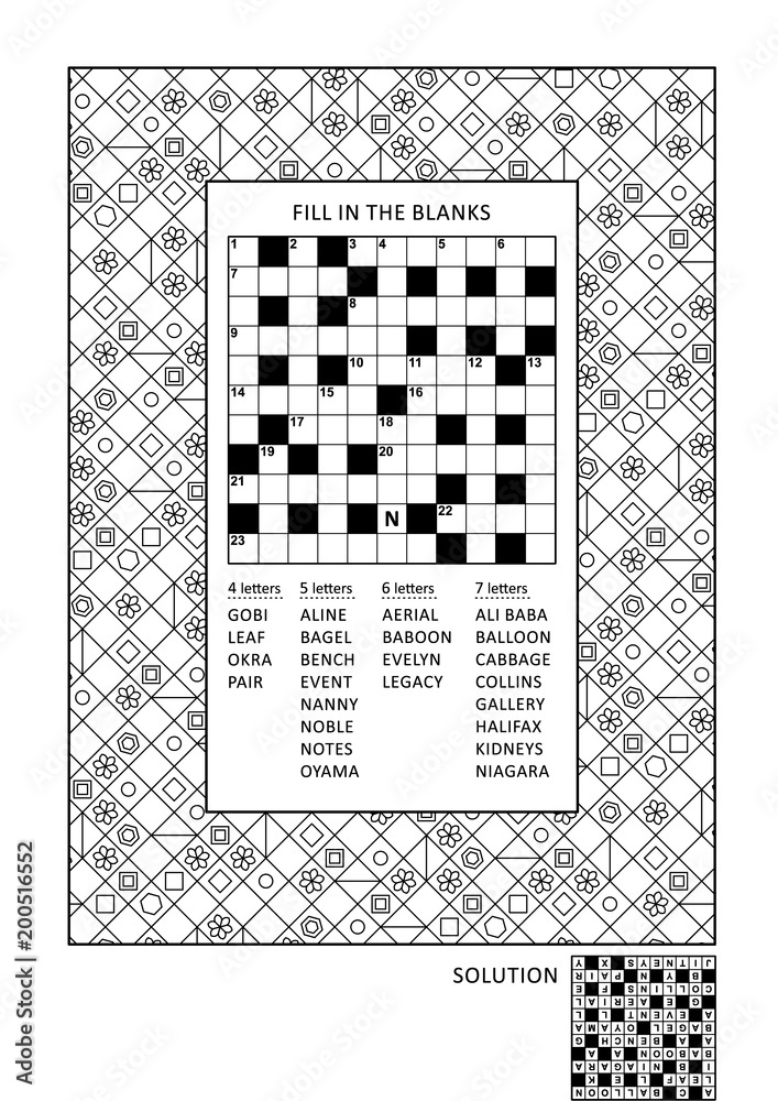 Puzzle and coloring activity page for grown-ups with criss-cross, or ...