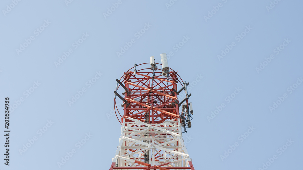 Telecommunication Tower. Cell Phone Signal Tower on sky background Can ...