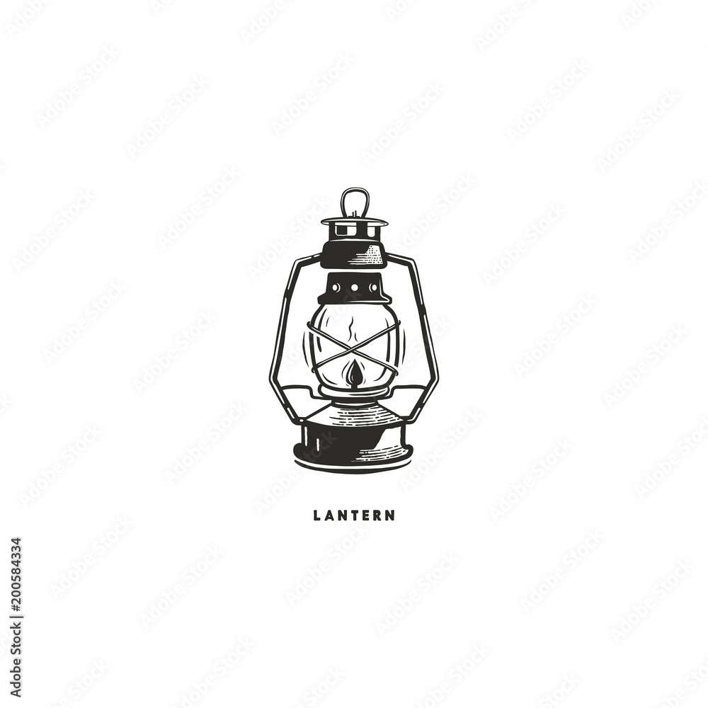 Vintage hand drawn lantern concept. Perfect for logo design, badge ...