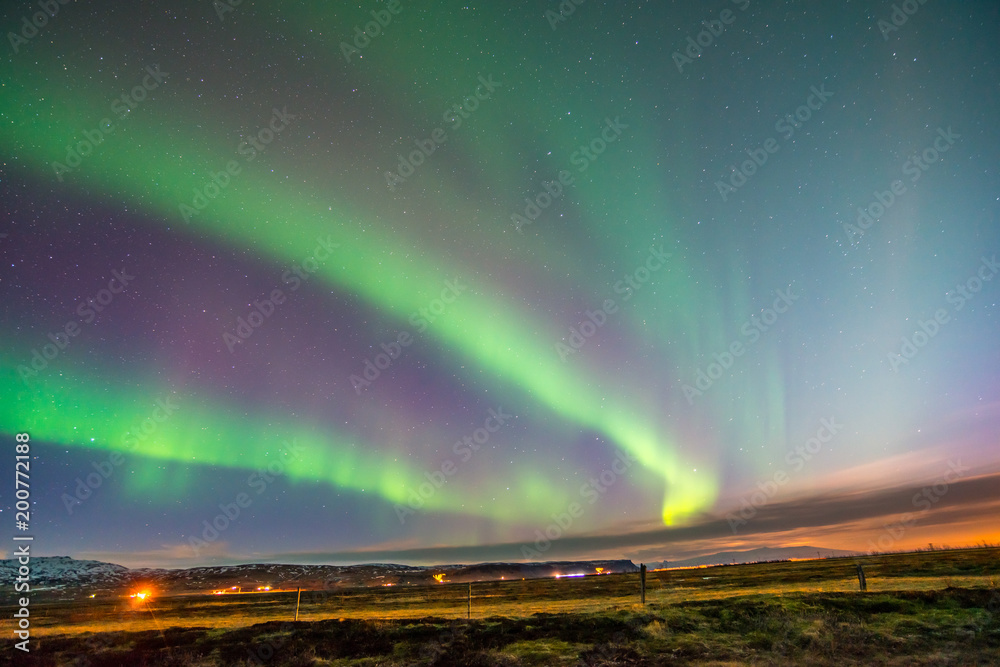 Aurora Borealis, Northern lights in Iceland Stock Photo | Adobe Stock