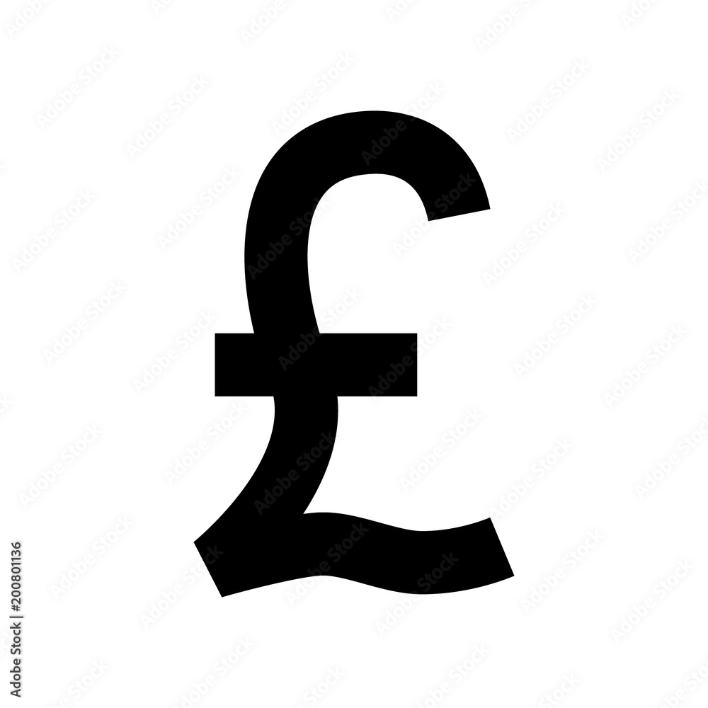 Uk pound currency symbol. Black silhouette British pound sign. Pound ...