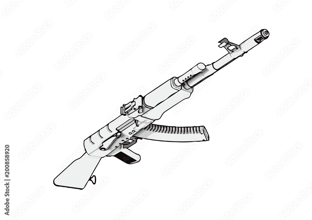 sketch submachine gun vector Stock Vector | Adobe Stock