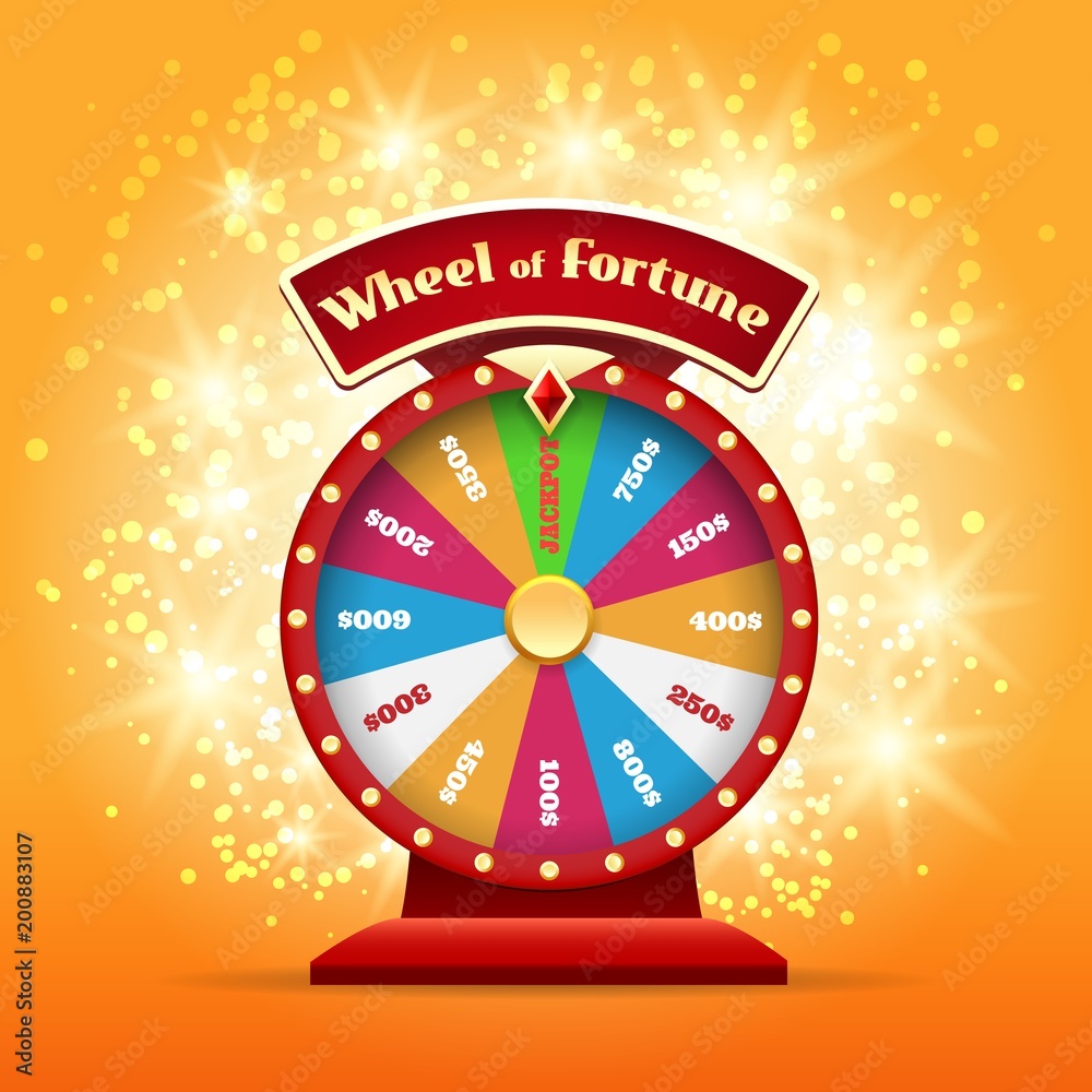 Spinning wheel or game wheel. Turning wheel of luck or lucky money ...