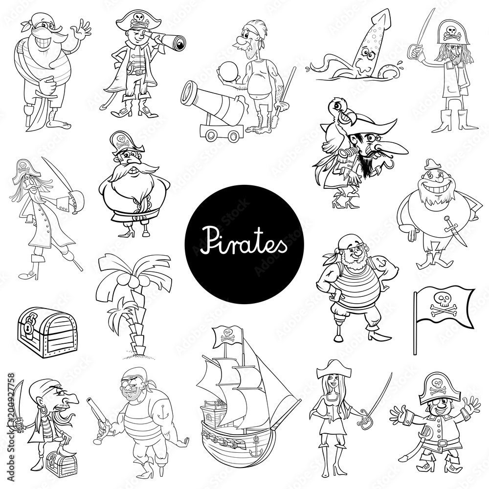 cartoon pirate characters collection Stock Vector | Adobe Stock