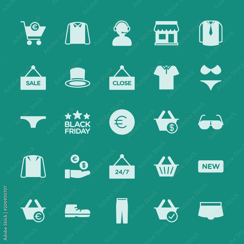 Modern Simple Set of clothes, shopping Vector fill Icons. ..Contains ...