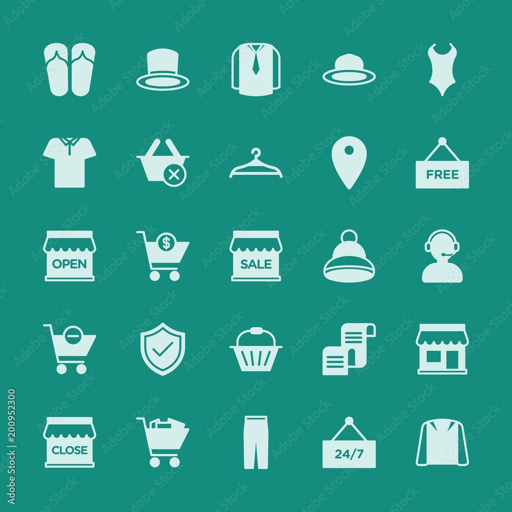 Modern Simple Set of clothes, shopping Vector fill Icons. ..Contains ...