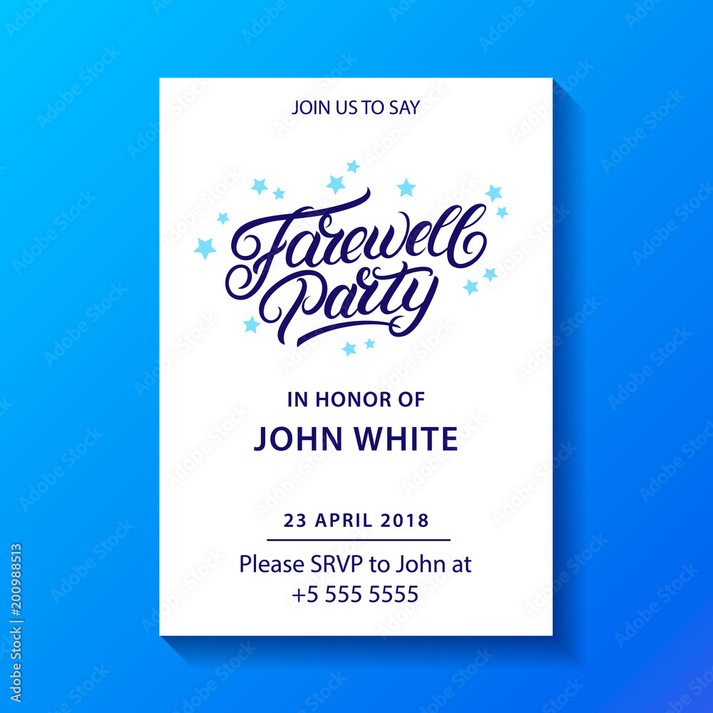 Farewell party hand written lettering. Stock Vector | Adobe Stock