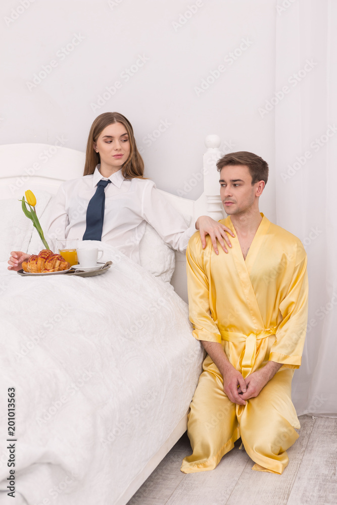 Photo Stock My house husband. Self-assured dominant woman wearing a tie ...