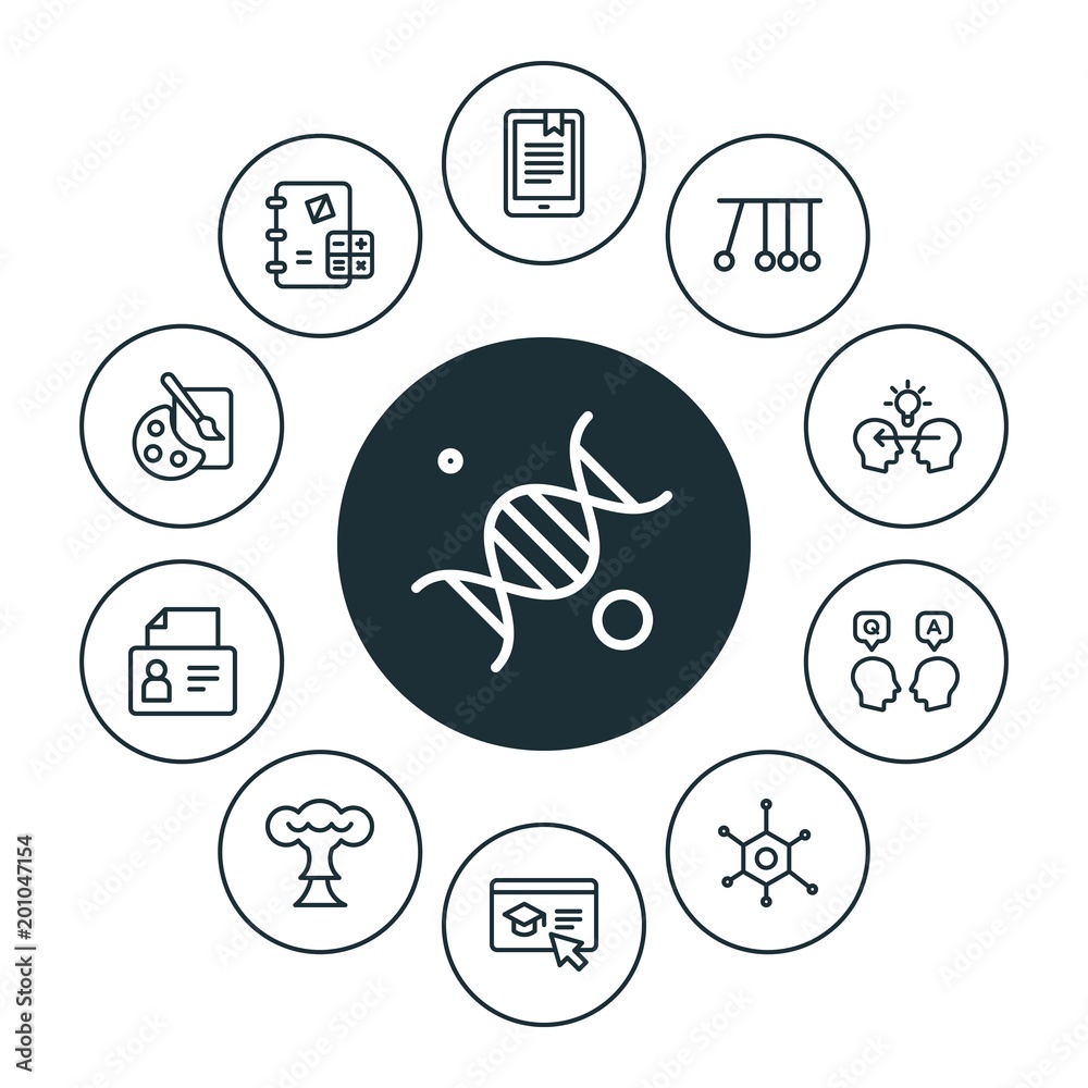 science, education Infographic Circle outline Icons Set. Contains such ...