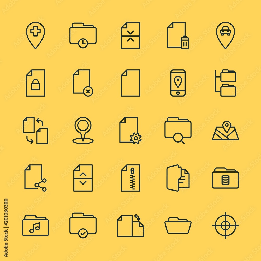 Modern Simple Set of location, folder, files Vector outline Icons ...