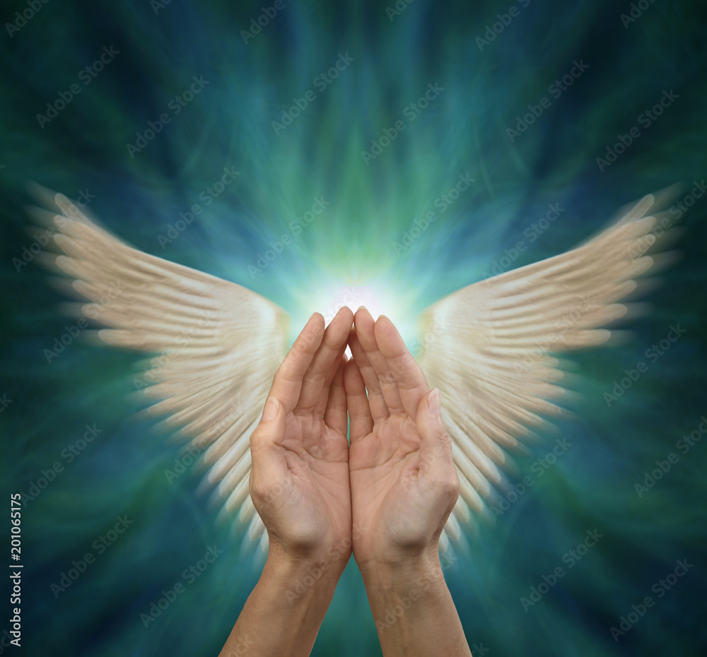 Sending out Angelic Healing Energy - cupped female hands with motion ...