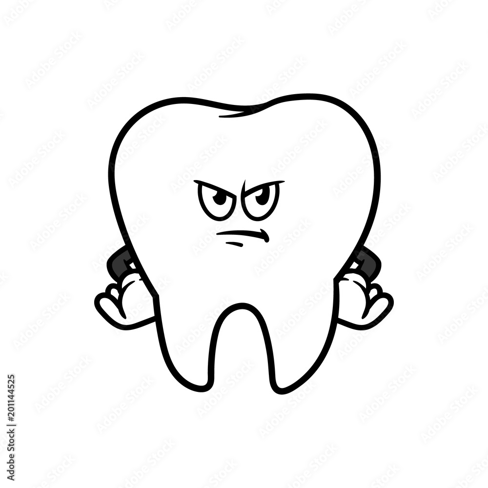 Stock-Vektorgrafik „Cartoon Angry Tooth Character“ | Adobe Stock