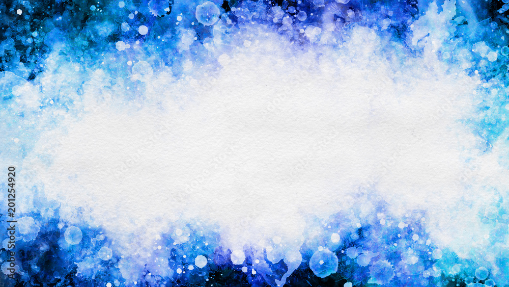 Stock-Illustration „Artistic blue watercolor splash effect template ...