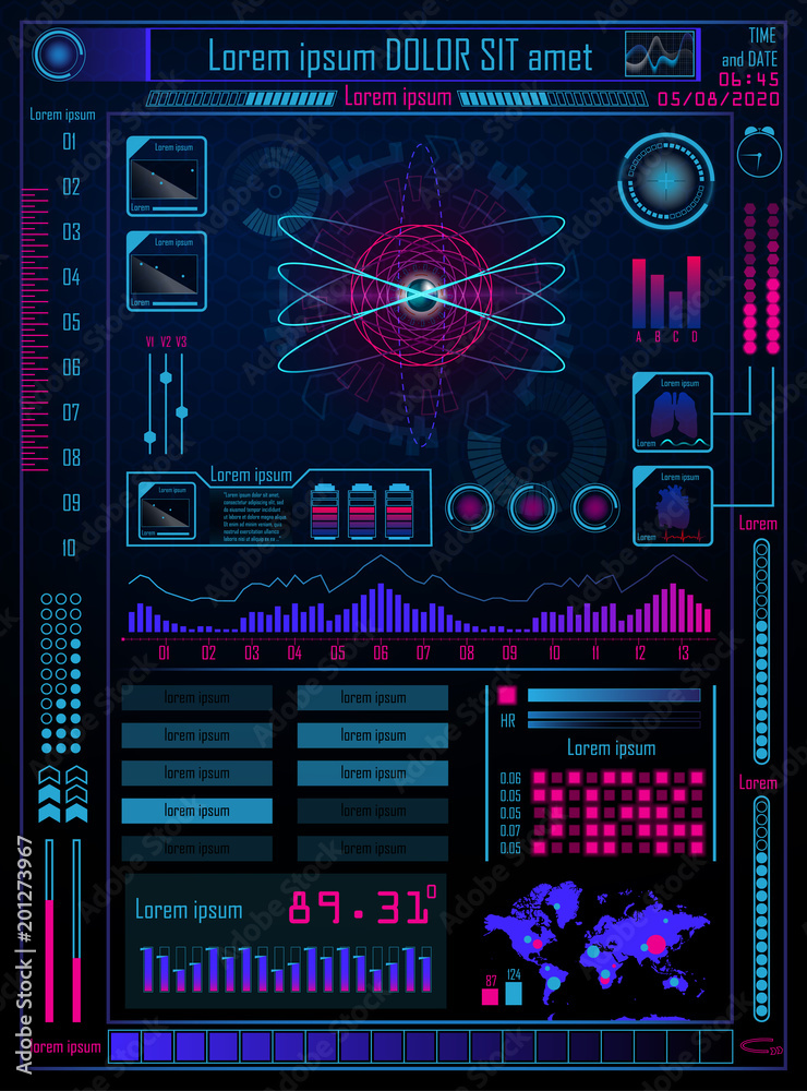 Technology Concept With Hud, Gui Design Elements. Head-up Display ...