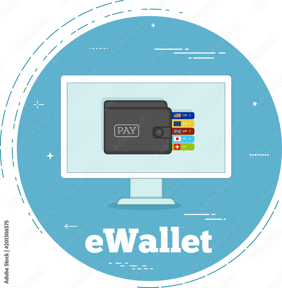 eWallet concept in line art style Stock Vector | Adobe Stock