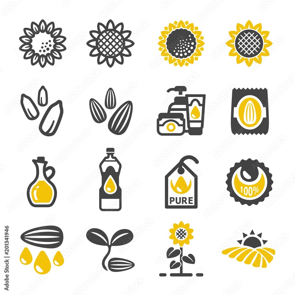 sunflower icon set Stock Vector | Adobe Stock