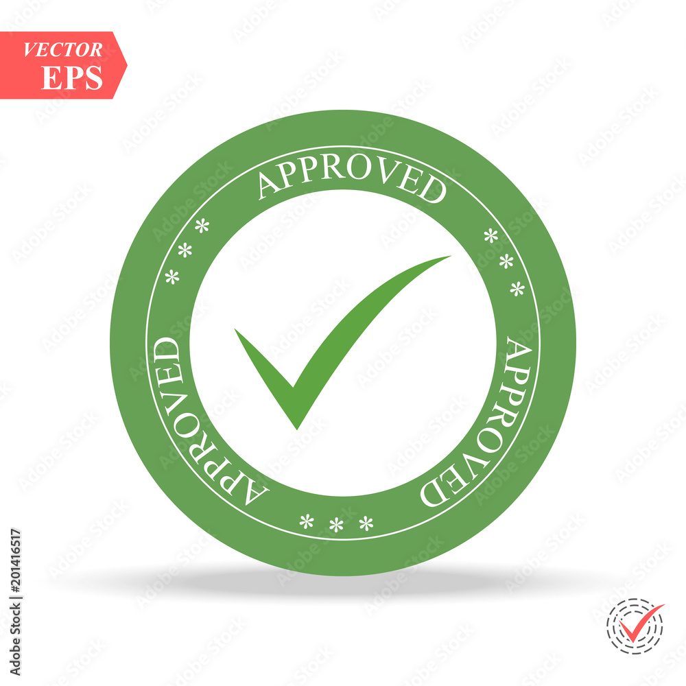 Green check mark icon in a circle. Tick symbol in green color, vector ...