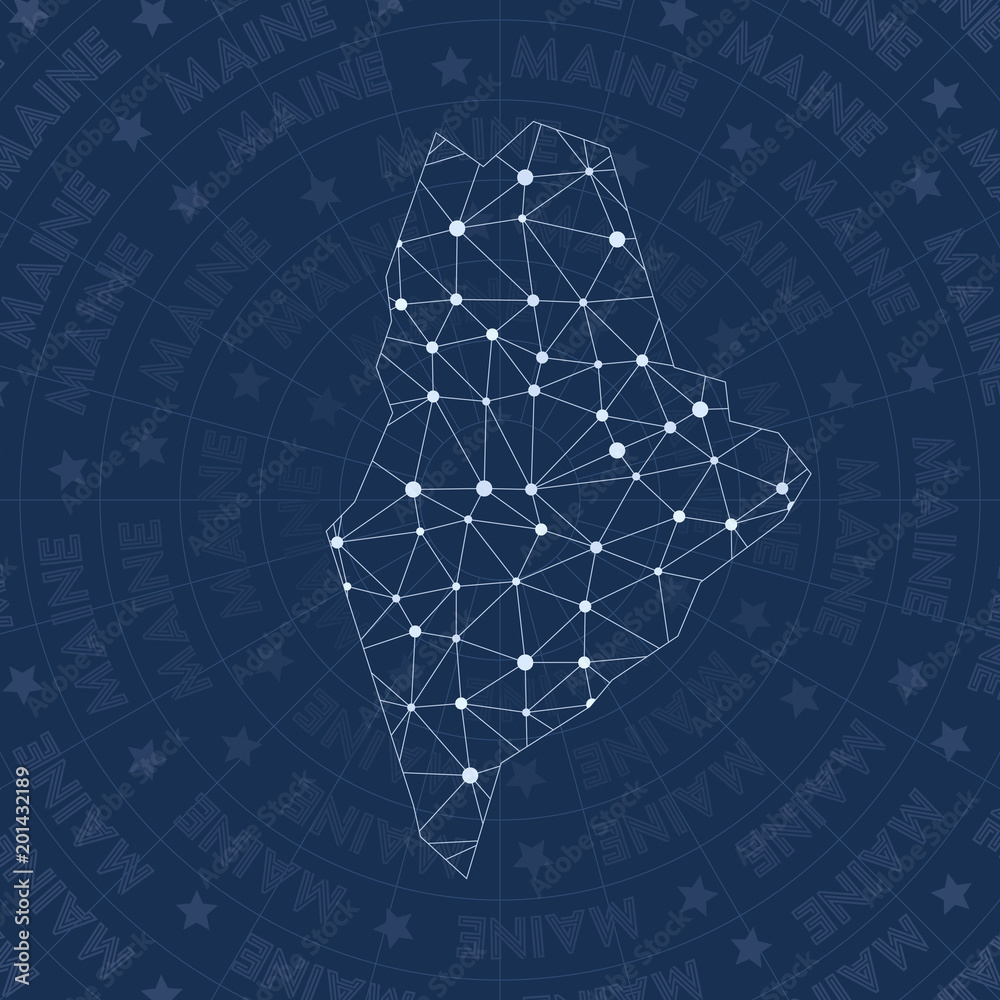 Maine network, constellation style US state map. Valuable space style ...