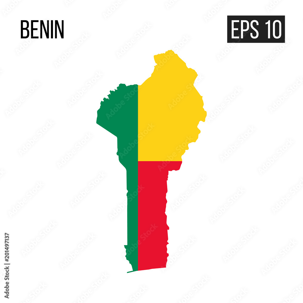 Benin map border with flag vector EPS10 Stock Vector | Adobe Stock